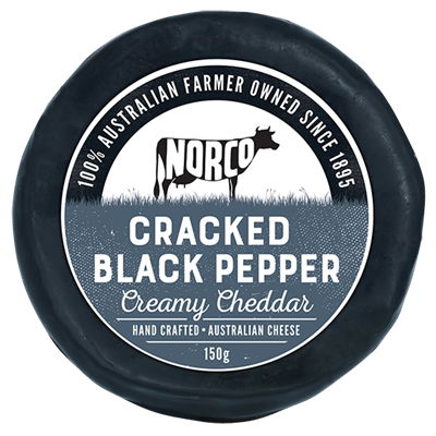 CRACKED BLACK PEPPER CREAMY CHEDDAR CHEESE 150G : Minchinbury Fruit Market